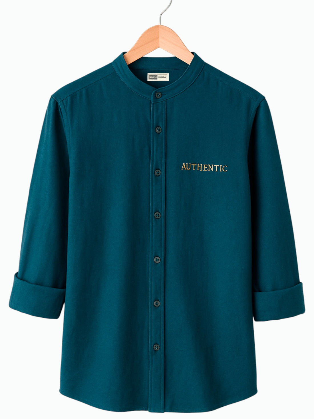 Men’s Teal Cotton Kurta Shirt – Mandarin Collar, Casual & everyday wea ...